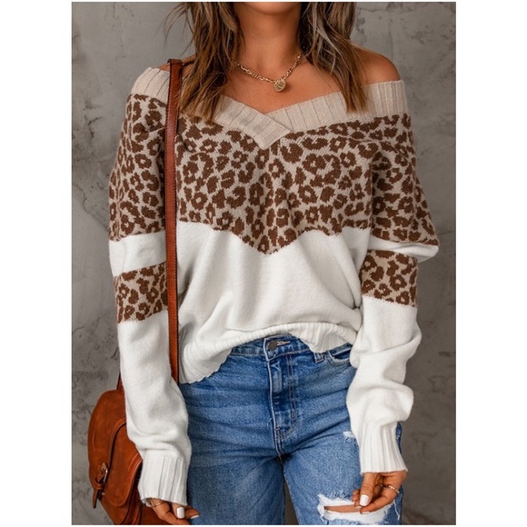 BellanBlue | Sweaters | 9 Cozy Leopard Print Off Shoulder Oversized ...